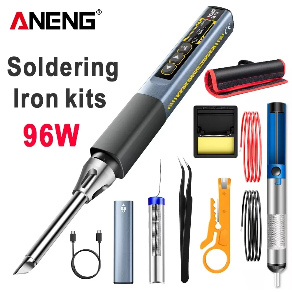 Smart Electric Soldering Iron Adjustable Temperature 100°C~450°C 96W ...