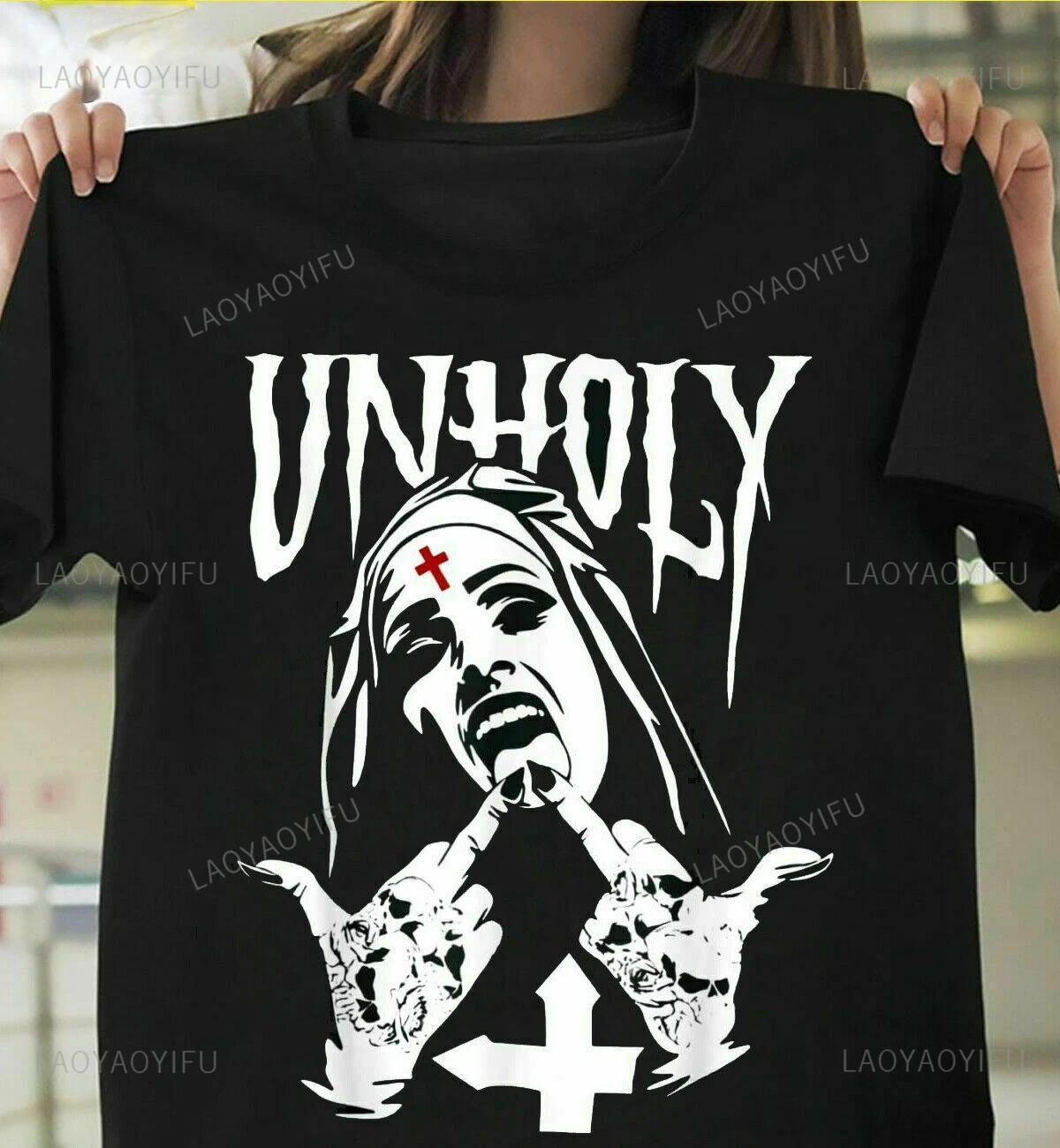 Satanic-Nun-Tattoos-Unholy-Tshirt-Sexy-Nun-Men-T-Shirt-Summer-Comfort ...