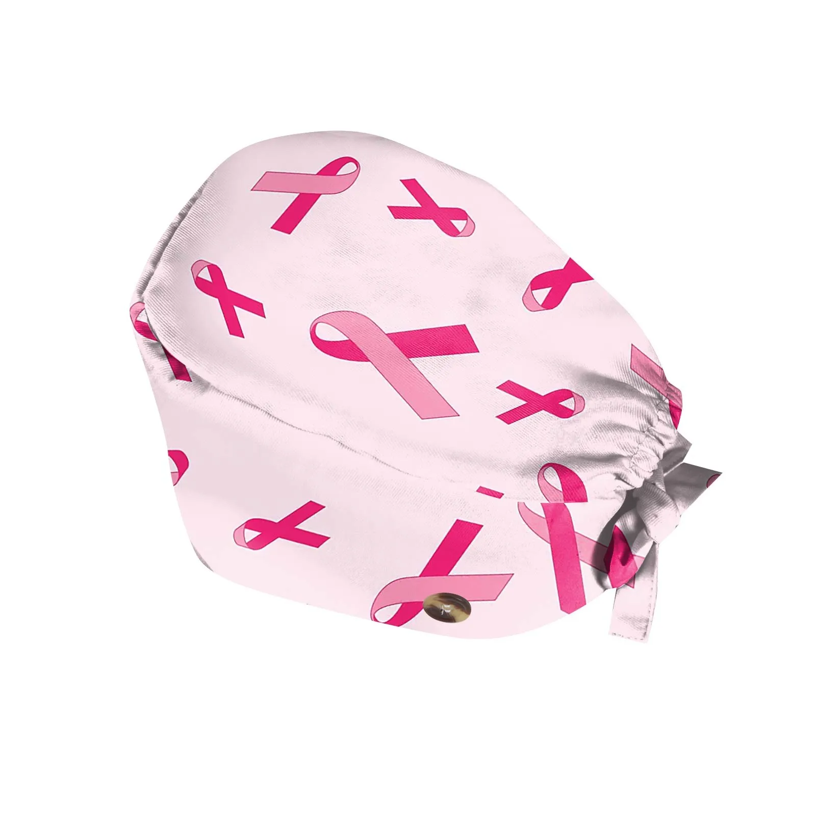 Unisex Nursing Scrub Caps Pink Ribbon Printed Soft Surgical Hats for ...
