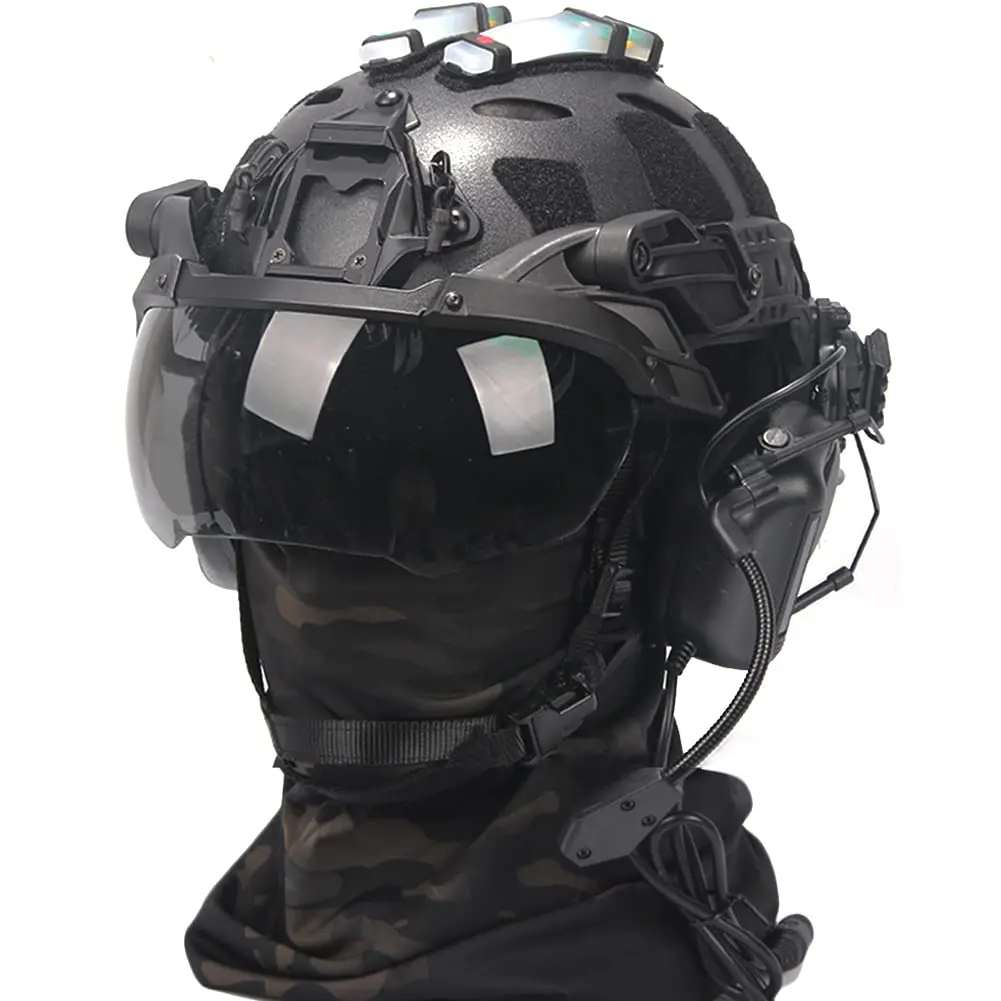 FAST-Helmet-Set-With-Visor-and-Pickup-Noise-Canceling-Headset-Signal-Light-Balaclava-Alloy ...