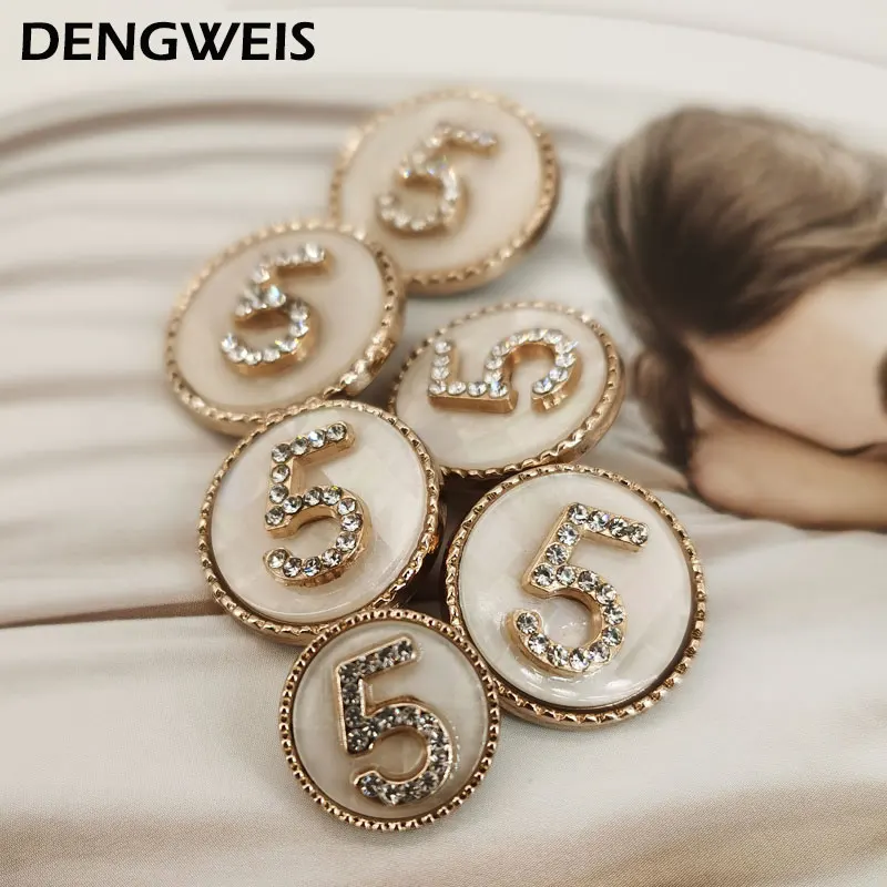 16-23mm-Number-5-Gold-Buttons-Women-Garments-Coats-Sewing-Accessories ...