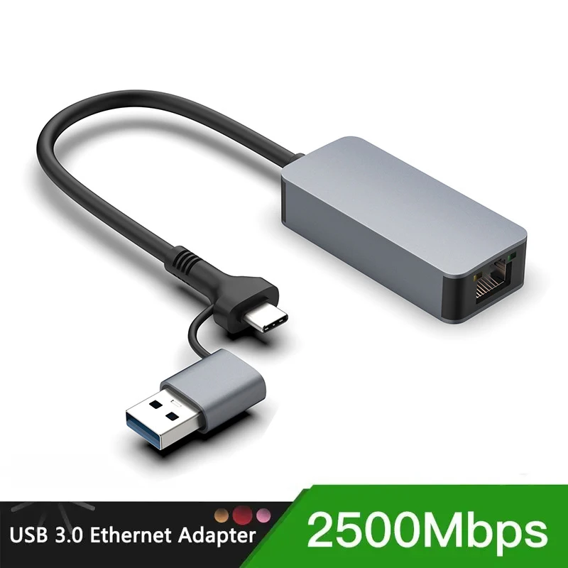 2500Mbps-Network-Card-USB-C-Type-C-Ethernet-To-RJ45-Wired-Adapter-2-5G ...