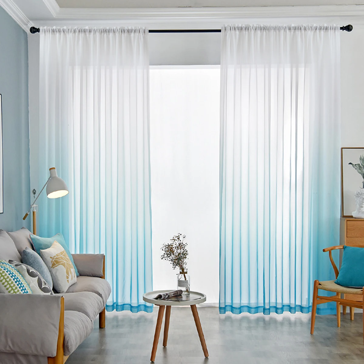 1-PC-Modern-Blue-Gradient-Color-Sheer-Curtain-Solid-Translucent-gauze ...