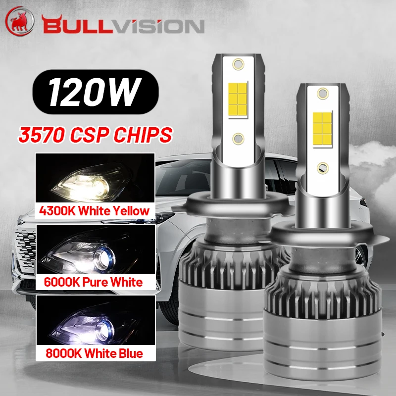 Bullvision LED H7 30000LM LED H4 9005 HB3 H11 H1 H8 H9 9006 HB4 9012 HIR2 H16 3570 CSP 4300K ...