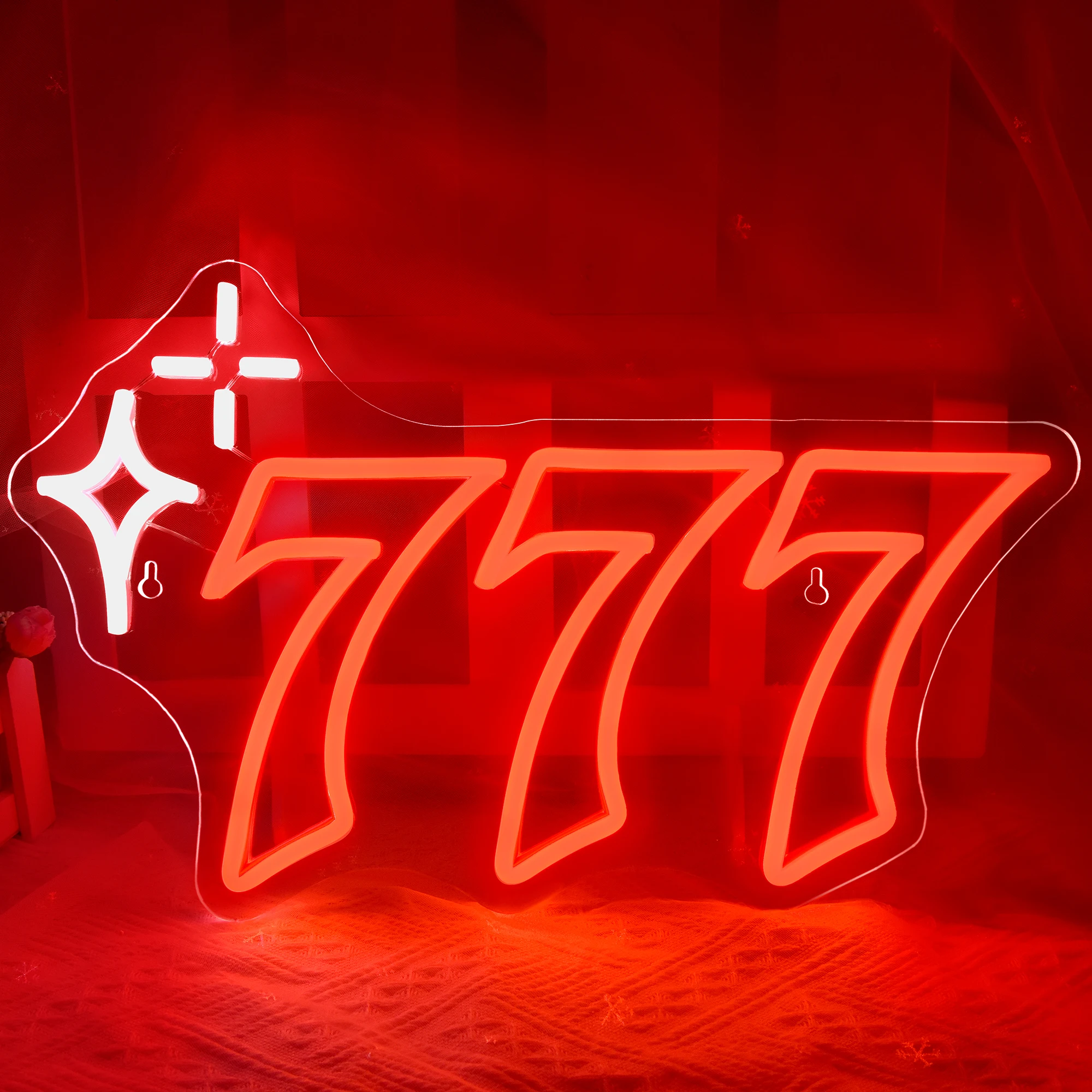 777 Neon Sign Angel Number Neon LED Sign Luck Seven Neon Lights Red ...