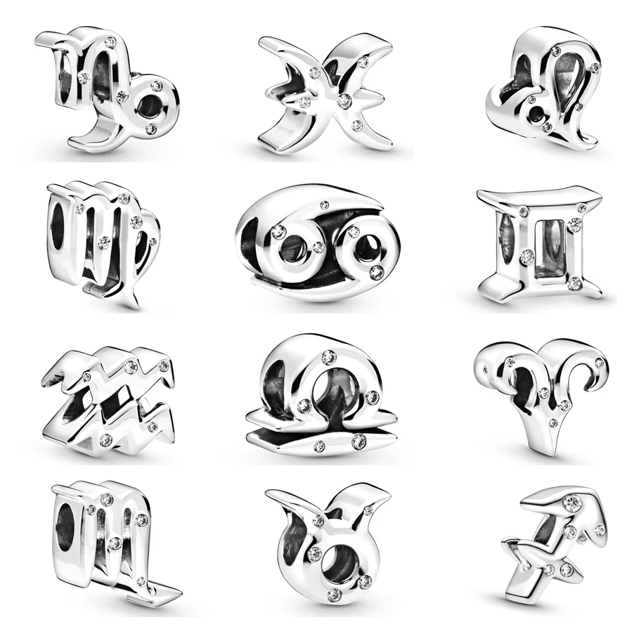 Sparkling 12 Zodiac Signs Silver 925 Charm Bead Fit Original Pandora ...