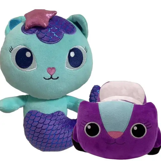 Gabbys Dollhouse Plush Set Mermaid Cat Gabby Magic Toy Mercat Pandy ...
