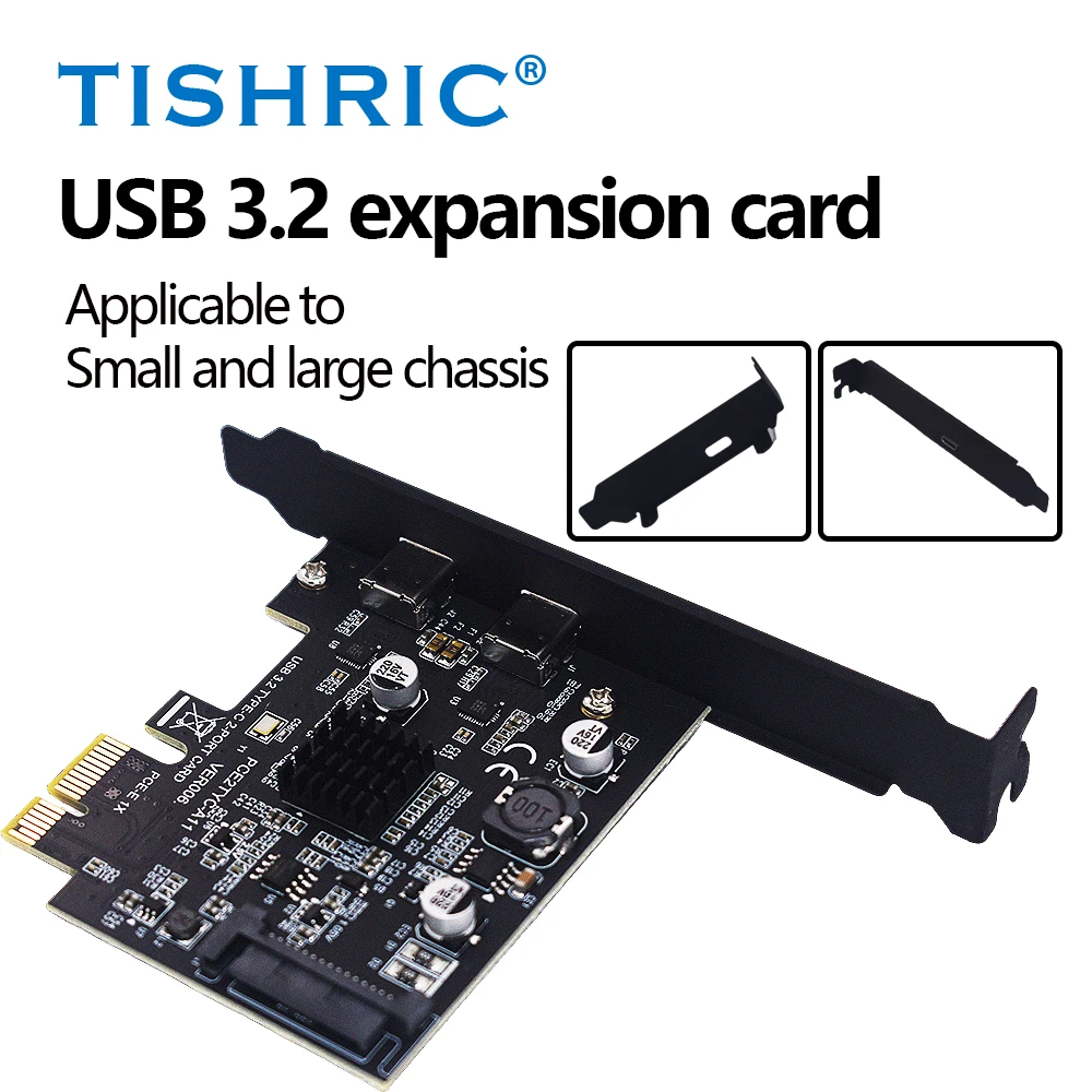 TISHRIC-PCIE-USB3-2-Gen2-Expansion-Card-10Gbps-PCIE-1X-To-Dual-Type-C ...