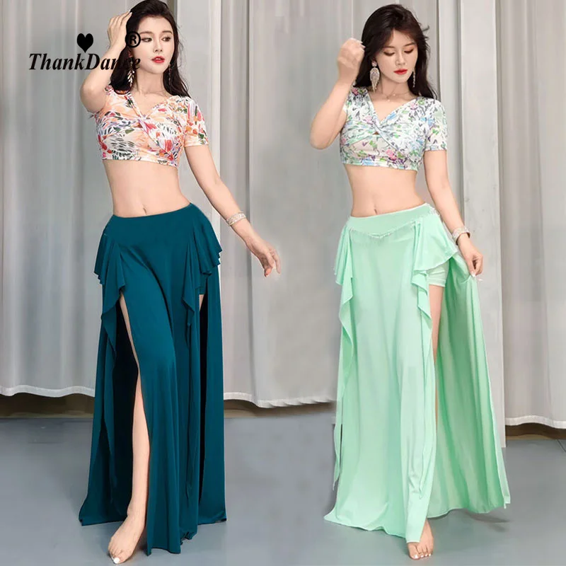 Sexy-Belly-Dancing-Top-Skirt-Set-Belly-Dance-Costumes-Printed-Crop-Top-Skirt-Belly-Dance ...