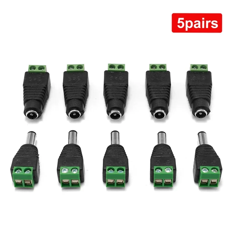 5set-DC-Power-Connector-5-5x2-1mm-Female-Male-Power-Jack-Plug-Adapter ...