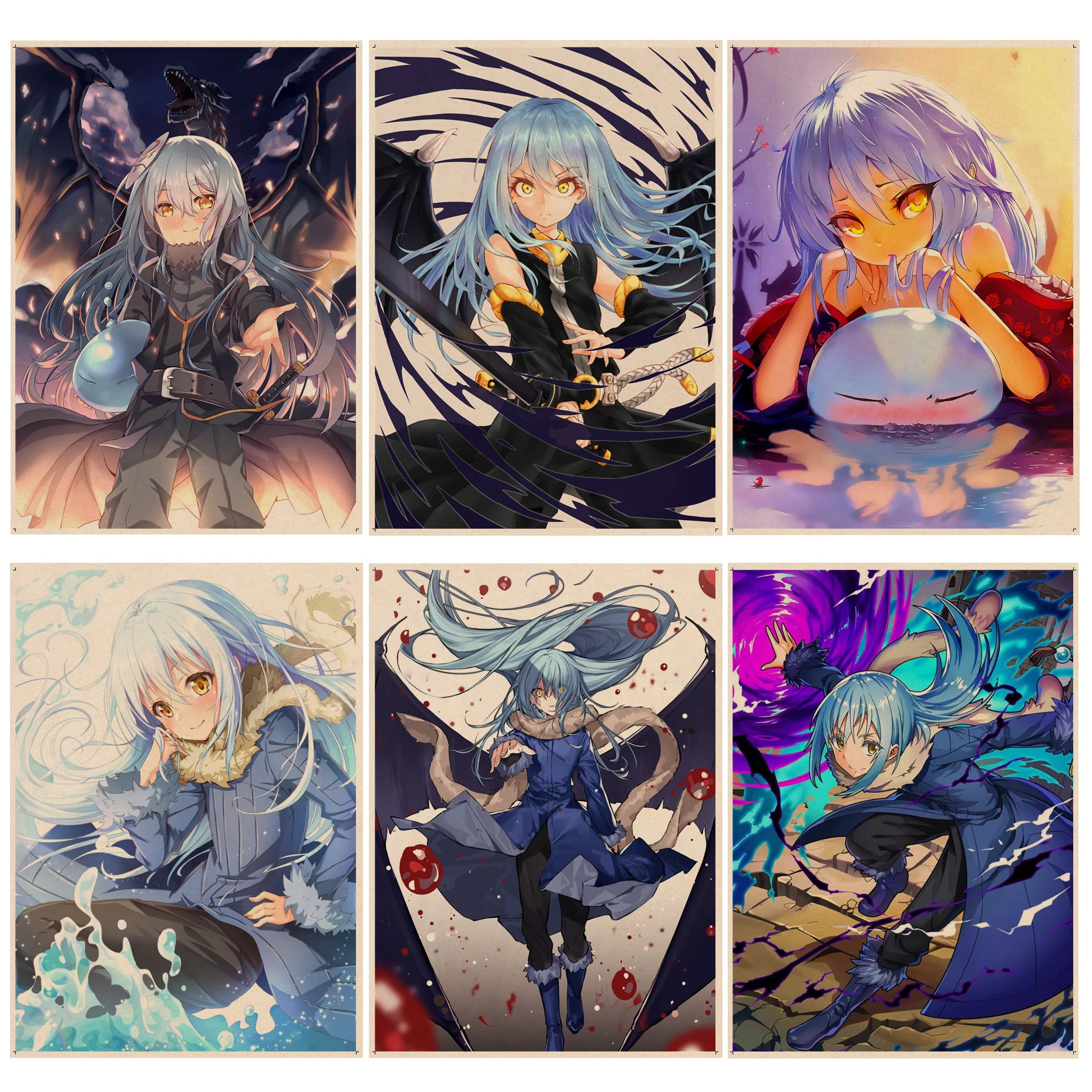 Anime Girl Rimuru Tempest DIY Poster Vintage Room Bar Cafe Decor Nordic ...