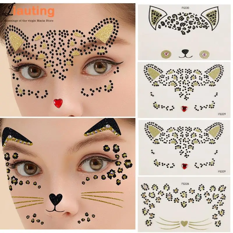 1PC-3D-Face-Tattoo-Stickers-Animal-Cat-Face-Decor-Temporary-Tattoos ...