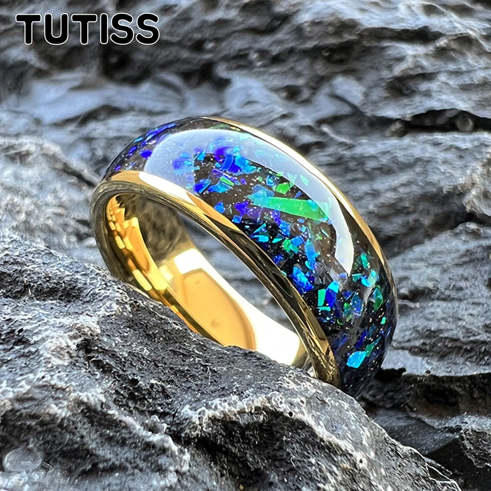 TUTISS-Men-s-and-Women-s-8mm-Tungsten-Carbide-Wedding-Ring-Shining-Blue ...