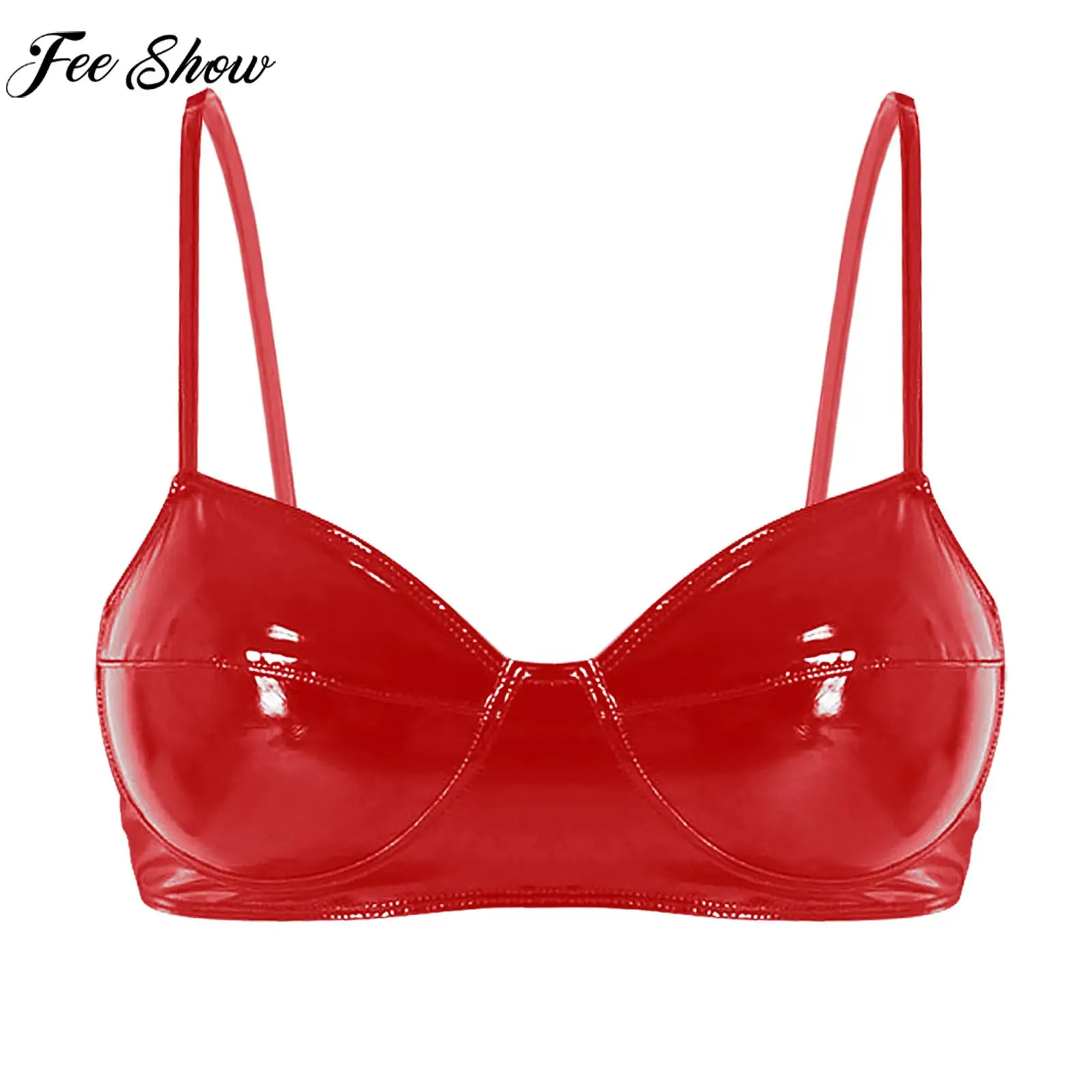 Frauen-Wet-Look-Patent-Leder-Bh-Sexy-Draht-freies-Keine-Pad-B ...