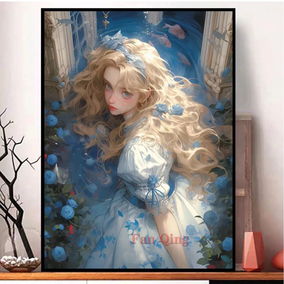 Diamond-Mosaic-Anime-Girl-Rose-Diamond-Painting-DIY-Cross-Stitch ...