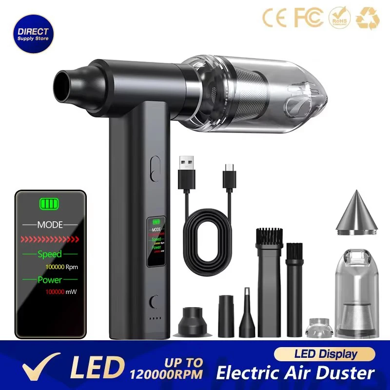 LED Display 120000RPM Brushless Jet Fan Electric Air Duster Mini Turbo ...