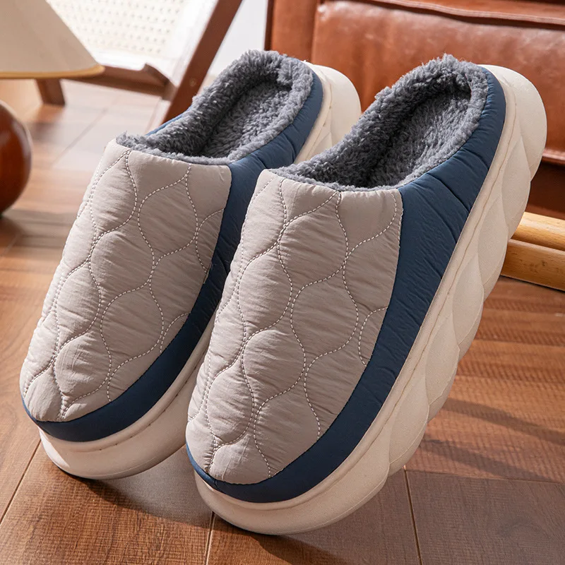 Shevalues Winter Plush Lining Slippers For Men EVA Foam Bottom Home ...