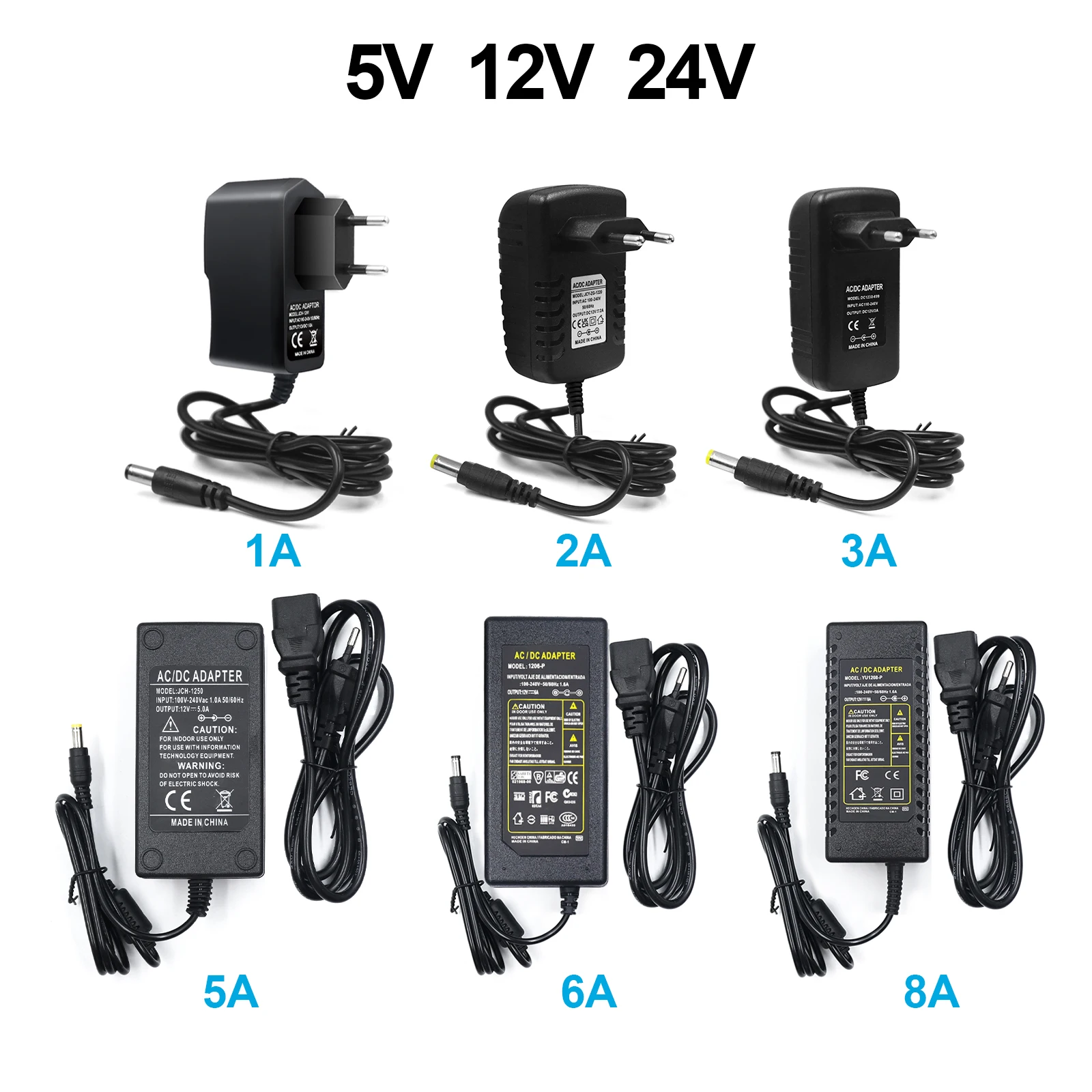 5V 12V 24V LED Power Supply Adapter 2A 3A 5A 8A 10A 1A EU US AU UK Plug ...