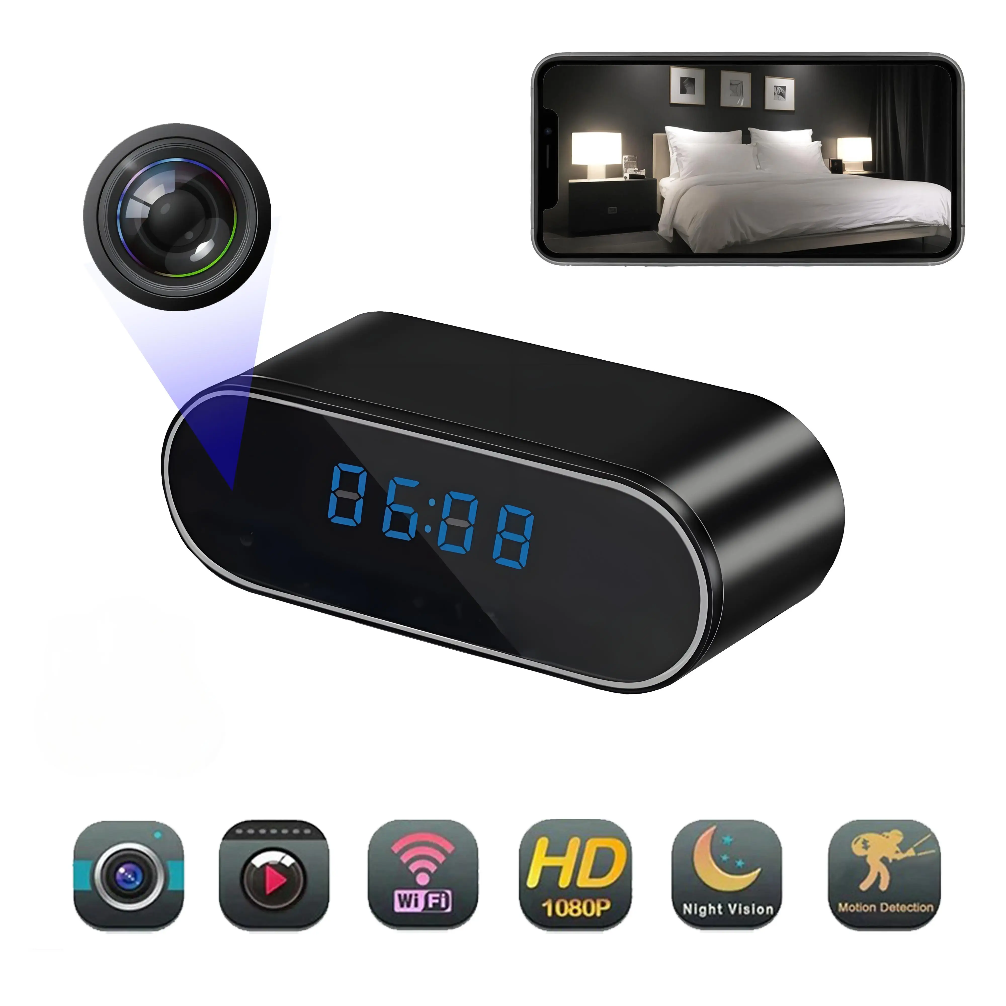 Mini-Camera-Clock-Full-HD-1080P-Wireless-WiFi-Control-IR-Night-Vision ...