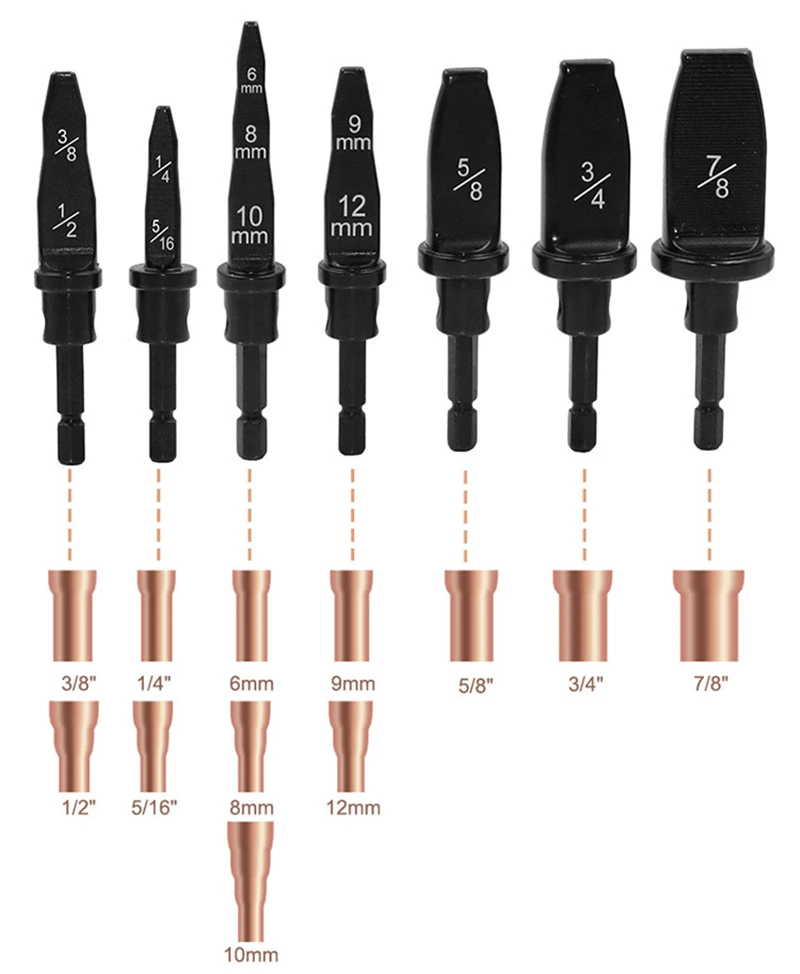 Copper-Pipe-Drill-Bits-Flaring-Hex-Handle-Practical-Tube-Expander-Set ...