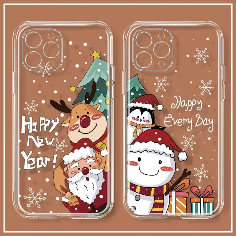 Merry-Christmas-Snowman-Santa-Transparent-Couple-Phone-Case-For-iPhone ...