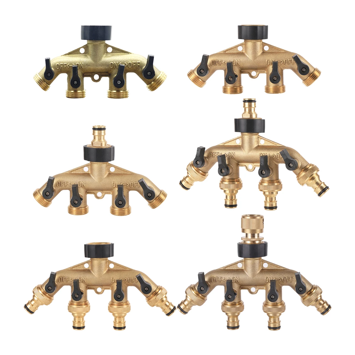 Brass-EU-US-3-4-Female-Male-Thread-4-Way-Water-Splitter-With-Valve ...