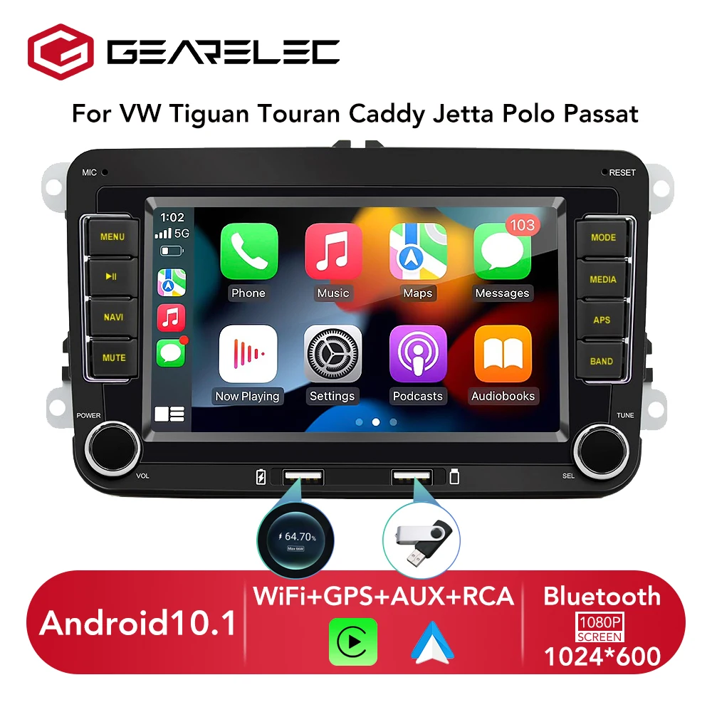 GEARELEC-7-Inch-Screen-Car-Stereo-Radio-For-VW-Tiguan-Android-10-1-Head ...