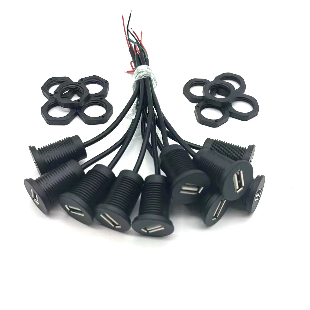 M18-installation-thread-USB-2-0-female-power-socket-2pin-4pin-charging ...