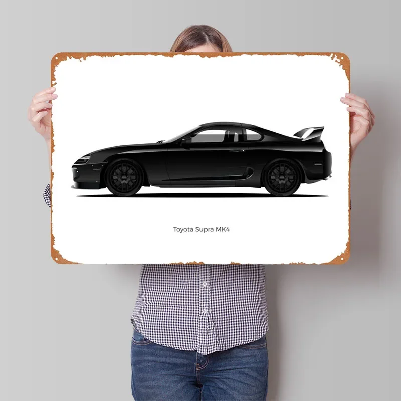 Toyota-Supra-MK4-Car-Sign-Wall-Art-Decor-Vintage-Metal-Tin-Sign-Plaques ...