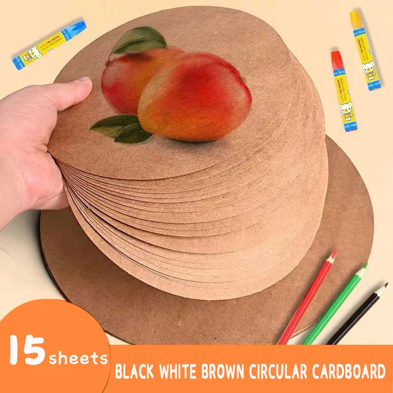 15sheets 25CM Circular Cardboard 250g Thickened Kraft Paper Black ...