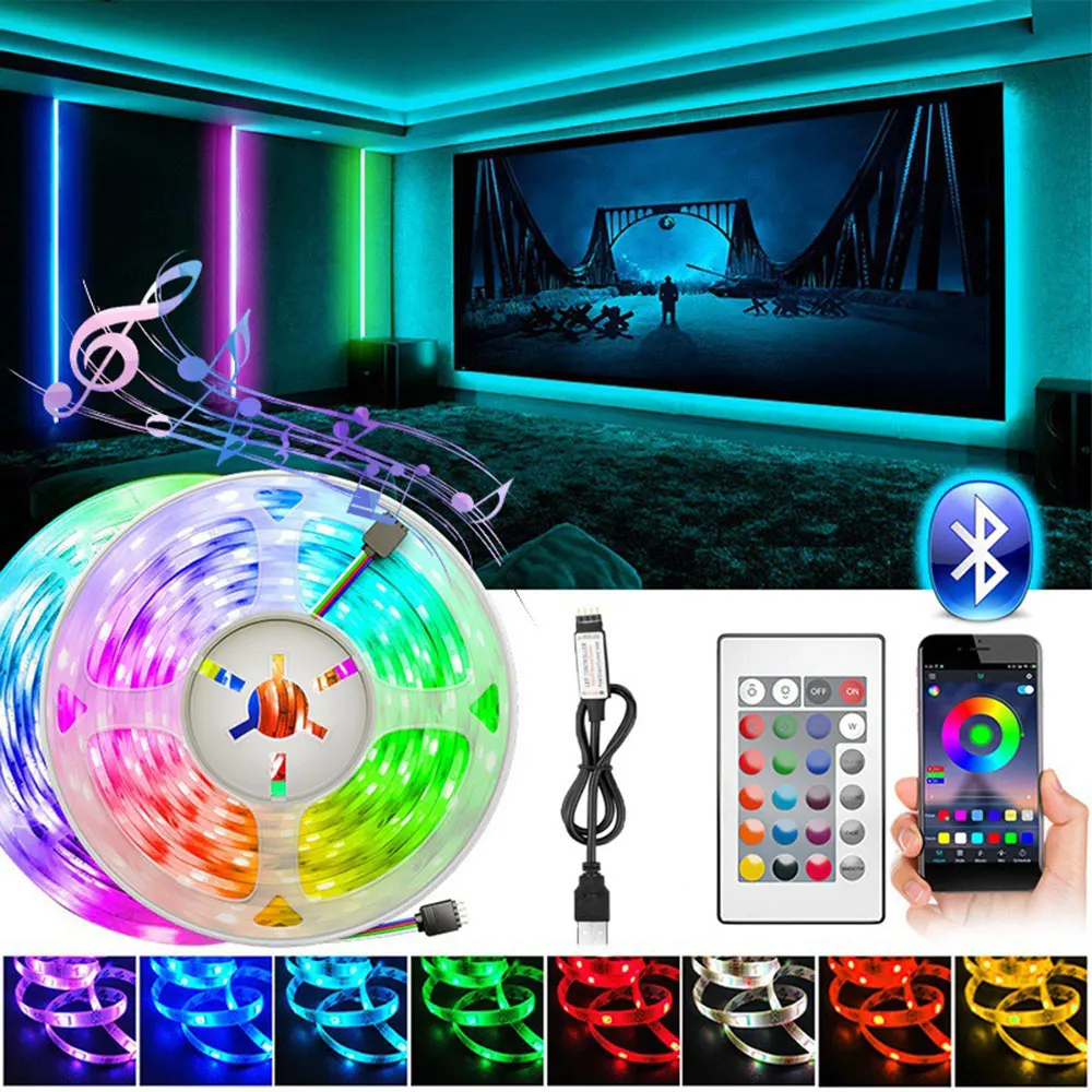 5M-20M-RGB-5050-Led-Striscia-Luci-Smart-Home-TV-Lampade-da-Parete-USB ...