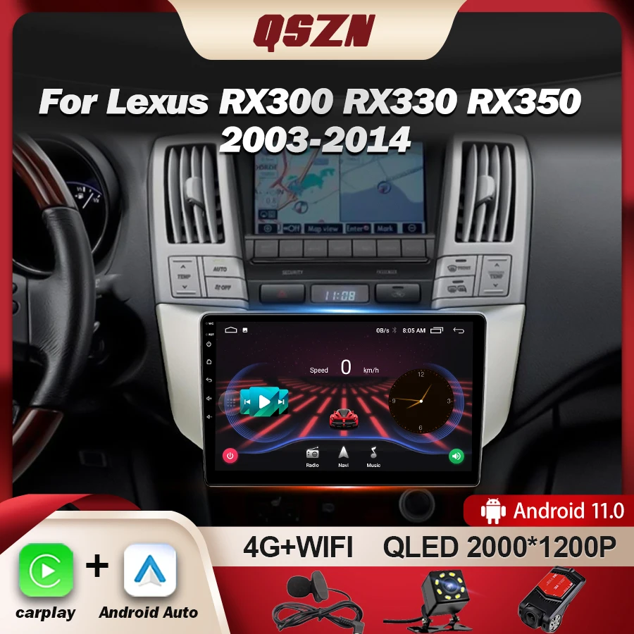 QSZN-For-Lexus-RX300-RX330-RX350-RX400H-2003-2014-Android-13-Car-Radio ...