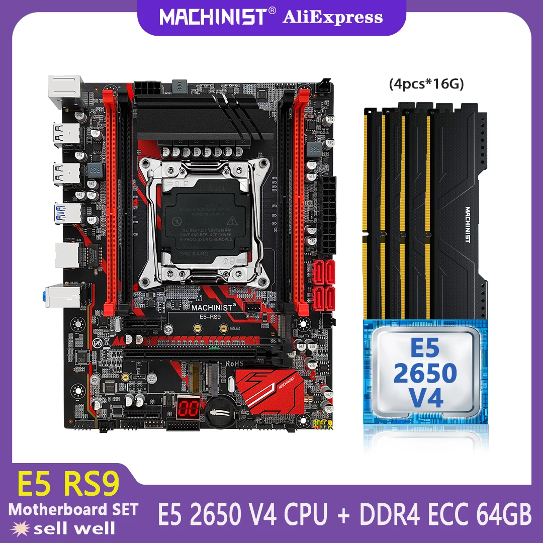 Machinist X99 Set E5 Rs9 Motherboard Lga2011 3 Kit Xeon E5 2650 V4 Cpu