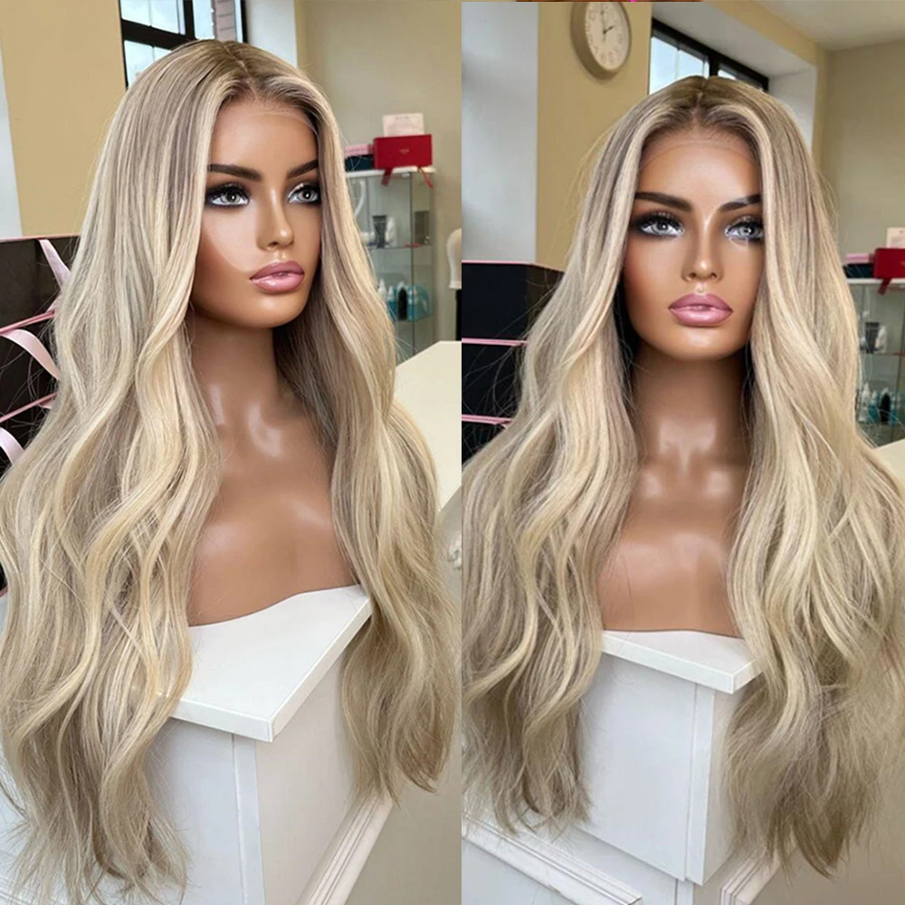 Full-Lace-Wig-Warm-Blonde-Highlights-Human-Hair-Wigs-13x6-HD-Invisible ...