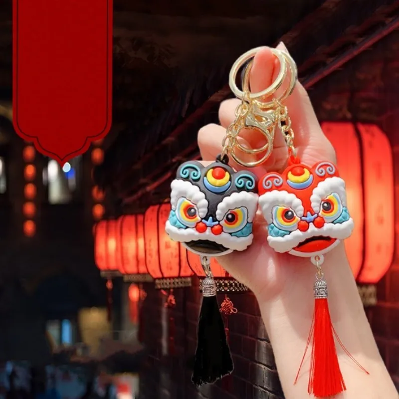 Creative Silicone Lion Dance Keychains Pendant Simple Chinese Style ...