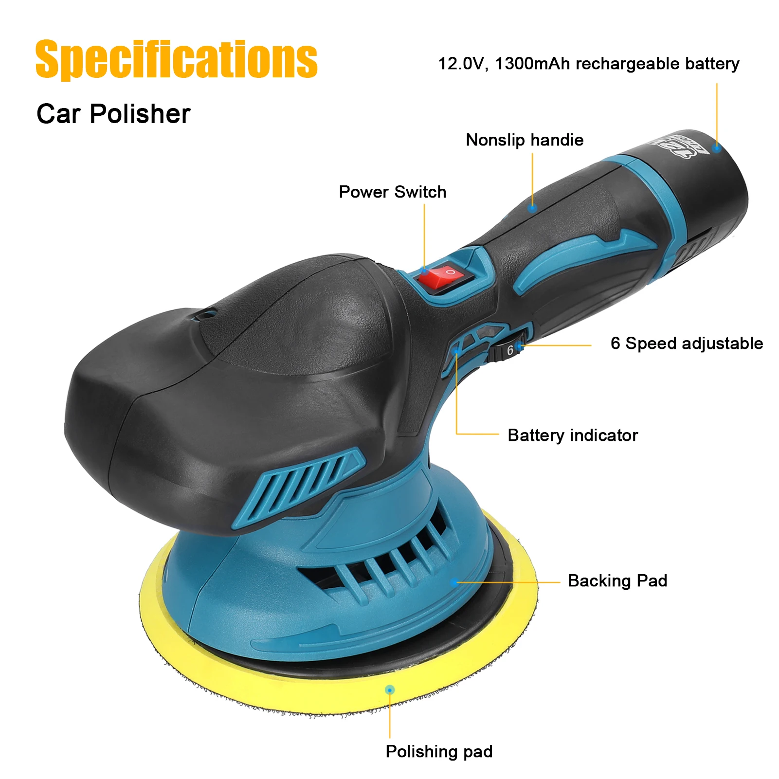 KKMOON-12V-Cordless-Car-Polisher-Adjustable-Wireless-Electric-Polish ...