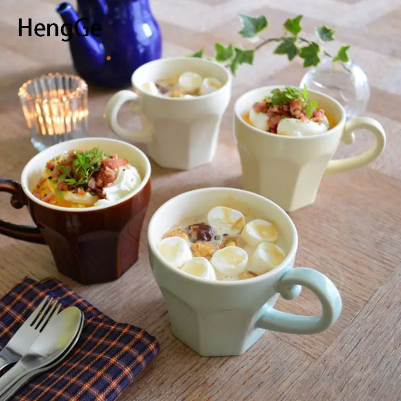 Simplicity Octagon Ceramic Coffee Cup Modern Office Color Mugs Hot ...