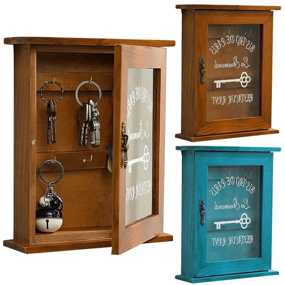 Wood Wall Cabinet Key Holder