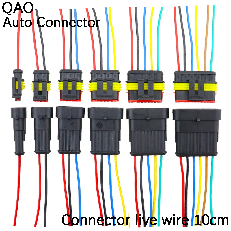 1set AMP 1P 2P 3P 4P 5P 6P Way Waterproof Electrical Auto Connector Male Female Plug with Wire ...