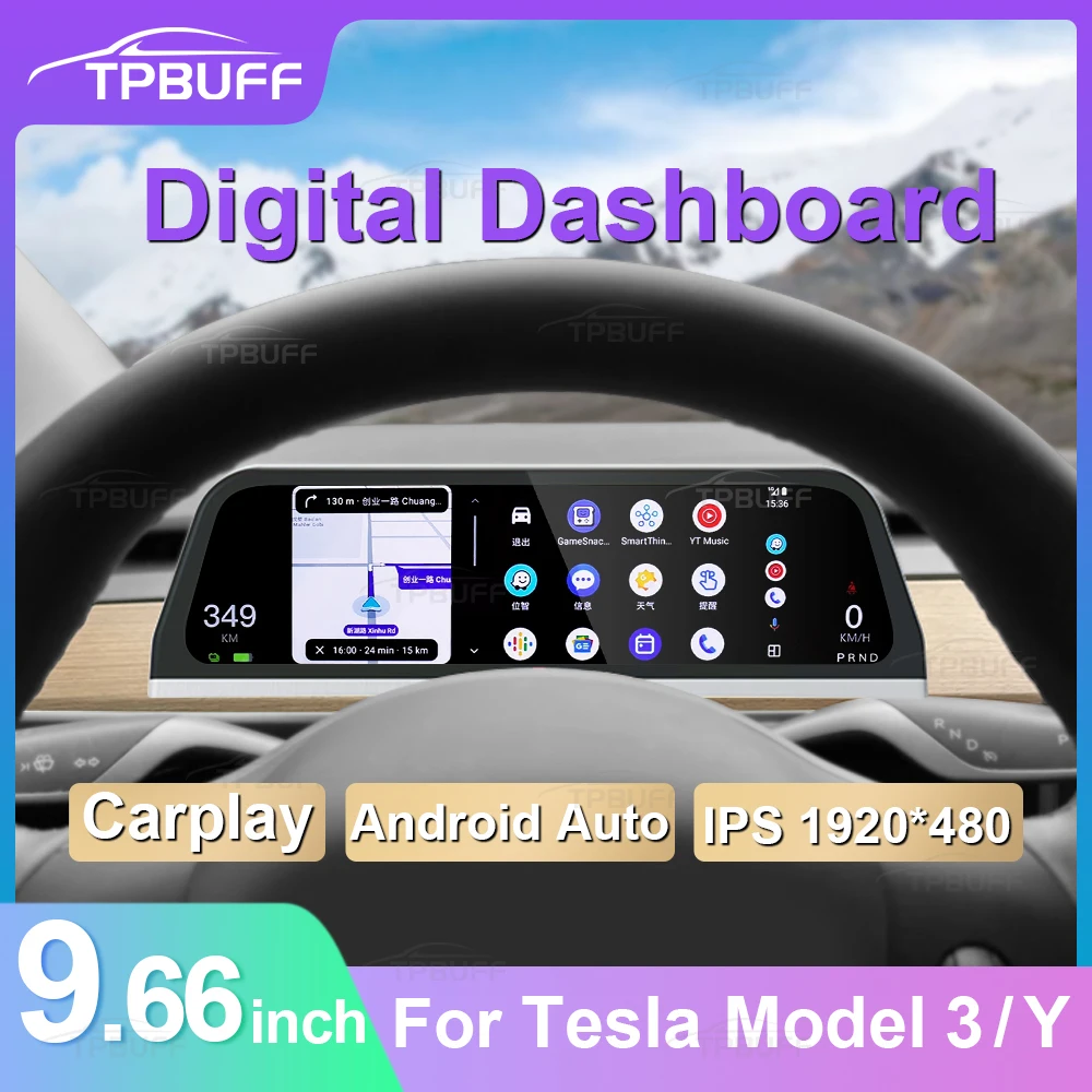 TPBUFF-Instrument-Cluster-for-Tesla-Model-3-Y-2023-HUD-Best-Dashboard ...