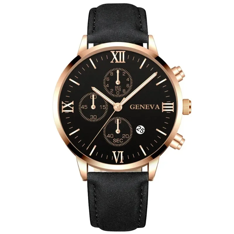 Geneva Men Sport Watch Fashion Date Alloy Case Synthetic Leather Analog ...