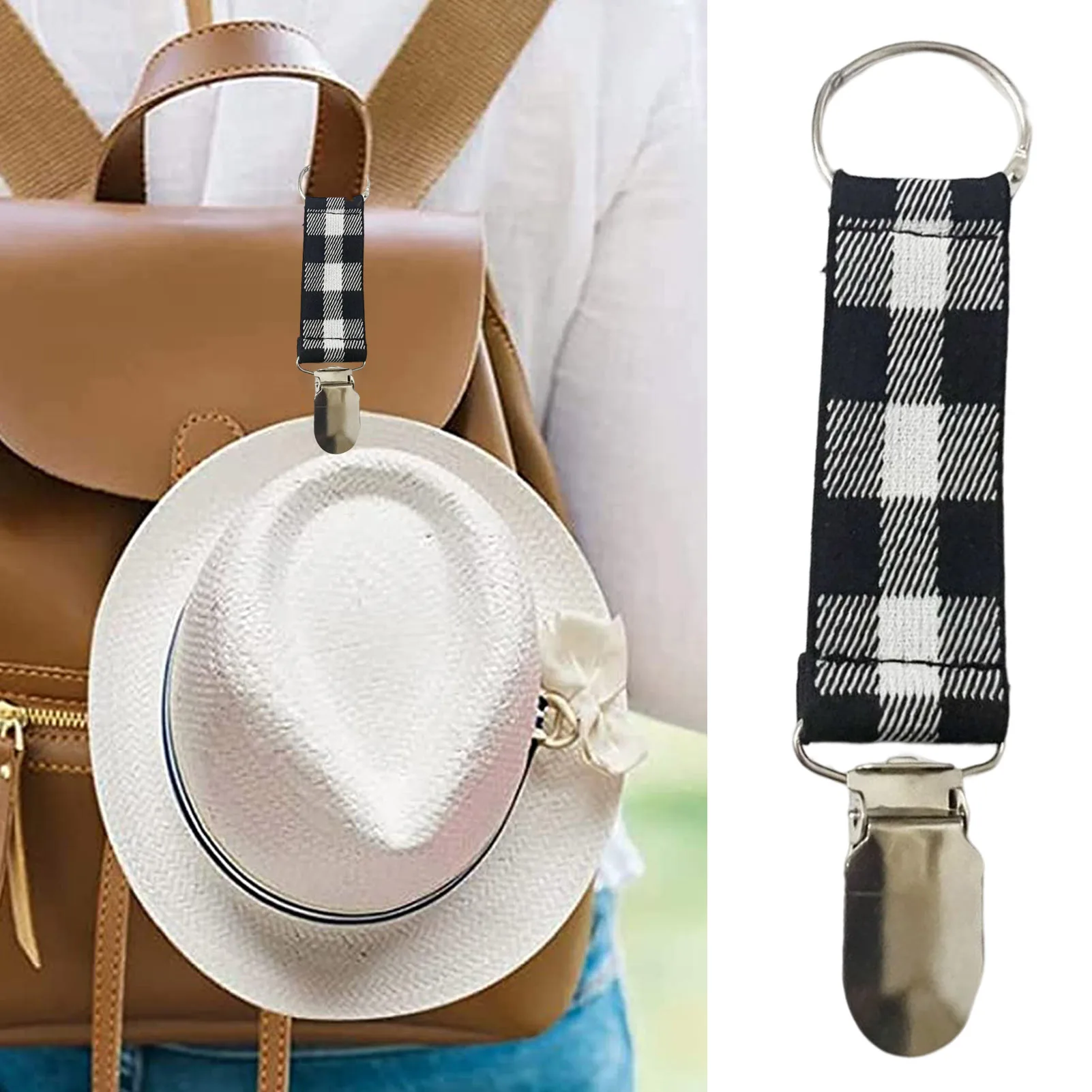 New-Elastic-Hat-Clip-On-Bag-Hat-Holder-For-Travel-Hat-Keeper-Clip ...