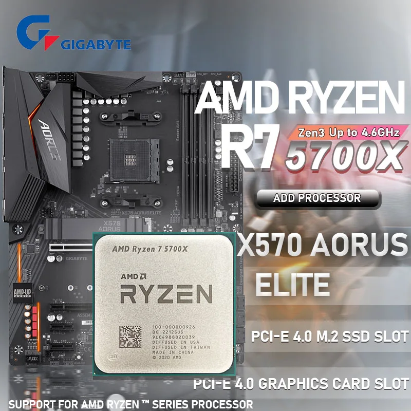Gigabyte nova ga x570 aorus elite + amd ryzen 7 5700x r7 5700x cpu ...