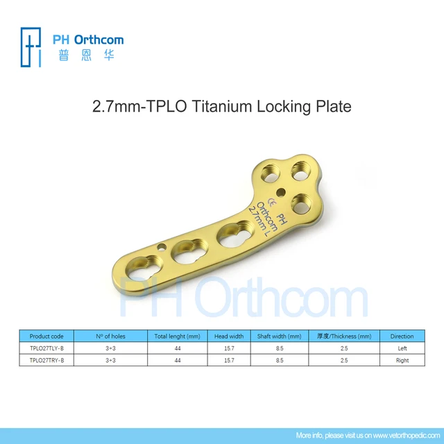 TPLO Locking Implant Plate Orthopedic Titanium Alloy Veterinary Pets ...