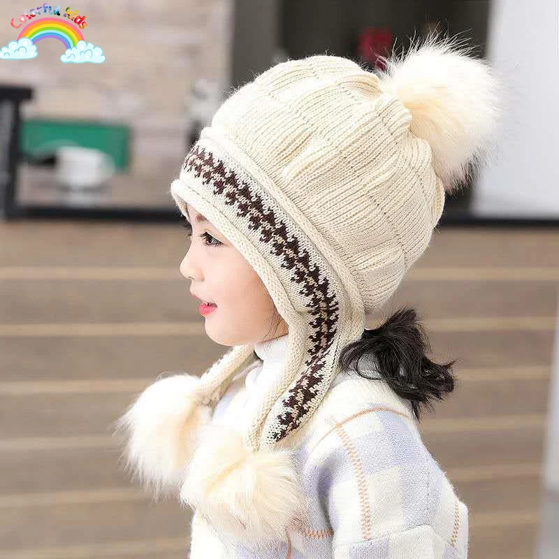 Children-Hairball-Ear-Protection-Warm-Cap-Autumn-Winter-Thick-Knitted ...