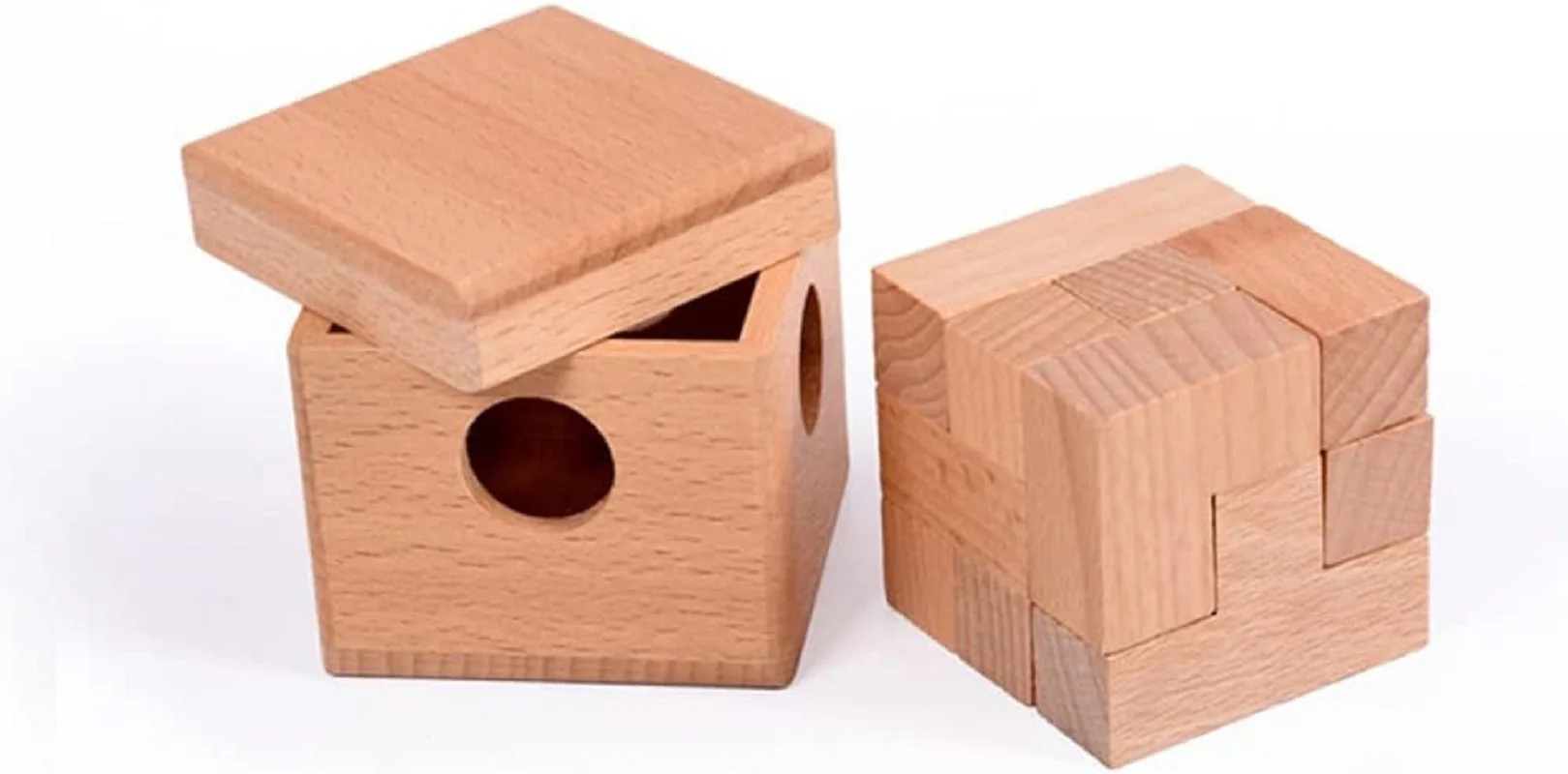 3D Soma Cube Puzzle 7pcs Wooden Assembly & Disentanglement Puzzle Snake ...