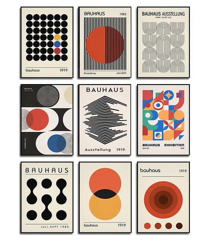 Bauhaus Exhibition Simplicity Abstract Line Geometric Art Poster Canvas ...