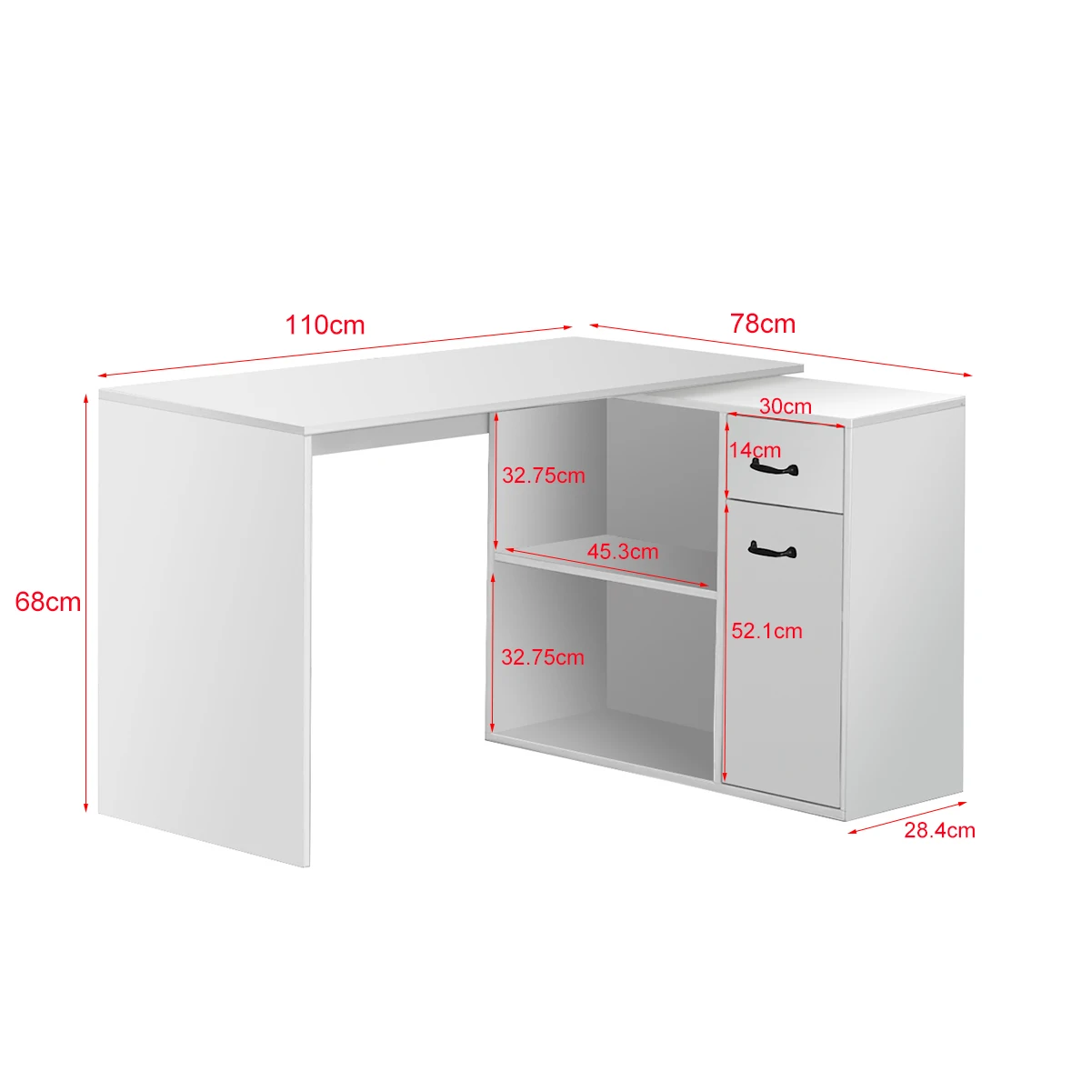 68 inch L-Shaped Rotating Computer Desk with Storage Shelves Modern ...