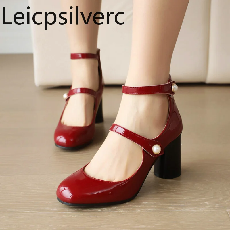 Pumps-spring-autumn-New-styles-fashion-Shallow-String-Bead-Party-Square ...