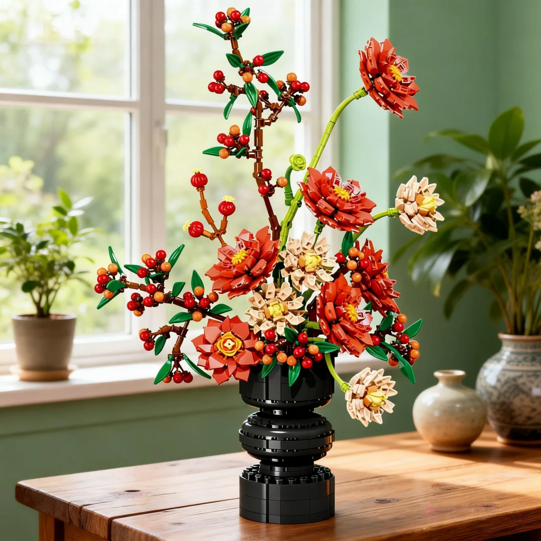 KNEW BUILT Eternal Flower Bouquet Building Blocks Toy-Home Decor,Stress ...